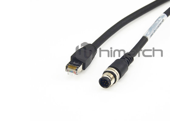 China High Flexiable Durable M12 D Code 8P to RJ45 Industrial Ethernet Cable / Cat5 Network Cable supplier