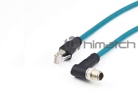 China Durable RJ45 To Angled M12 X Code 8P Industrial Ethernet Cable with PUR Jacket For Machine Vision supplier