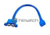 High Flexible USB3 Vision Cable / USB 3.0 Twin Female Panel Mount To Wire Harness Cable