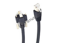 Black Gigabit Ethernet Cable / Angled Rj45 Cable With Thumbscrew Locking