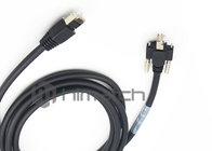 Black Gigabit Ethernet Cable / Angled Rj45 Cable With Thumbscrew Locking