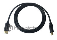 Black DisplayPort 1.2 Cable Length Customized With Latches REACH Compliant